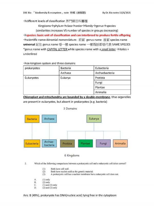 【DSE 生物】Biodiversity & ecosystem 超詳細筆記 每年考極多 - Flowclass 筆記共享平台